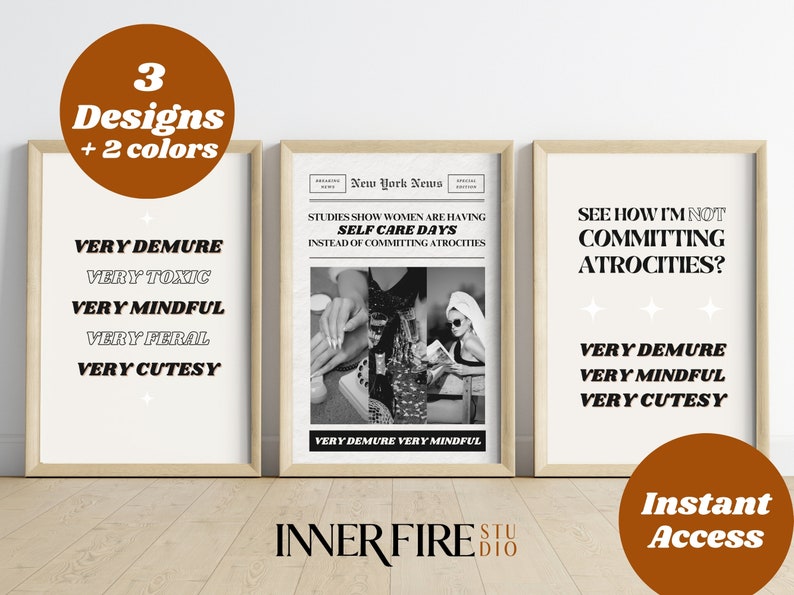Poster | 3 Pack | Very Demure | Wall Art | News Paper | Artwork ...