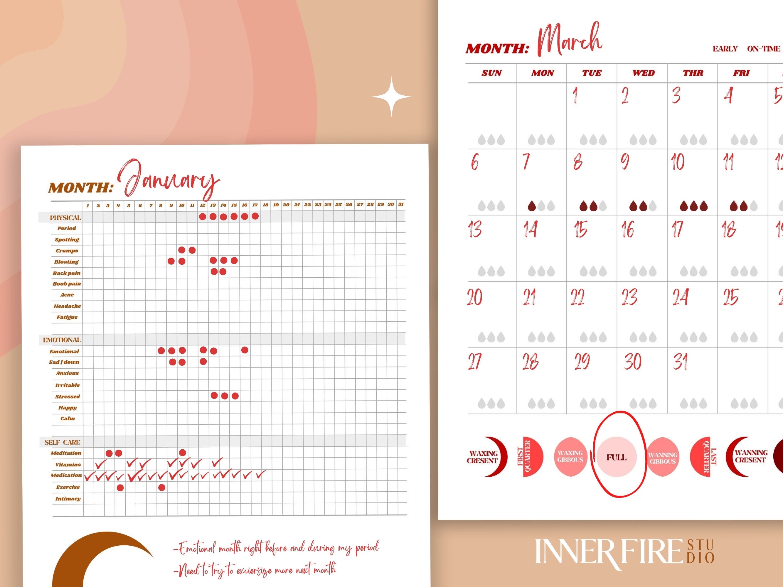 PERIOD TRACKER | Moon Cycle | Menstrual Journal | Printable | Period ...