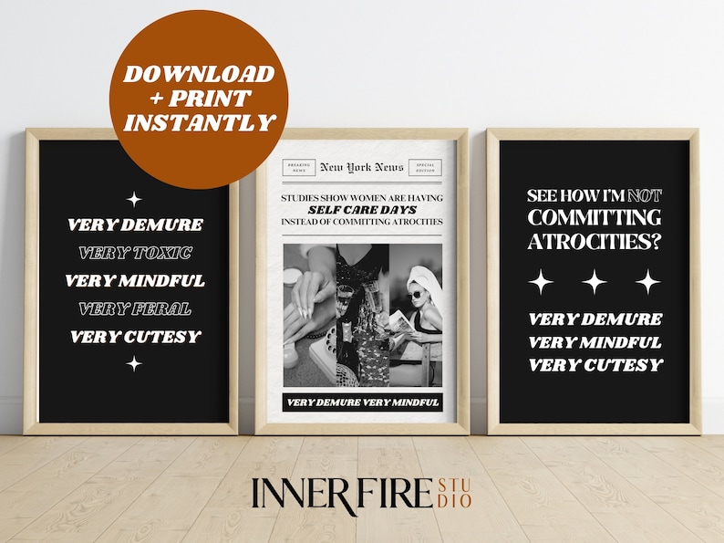 Poster | 3 Pack | Very Demure | Wall Art | News Paper | Artwork ...