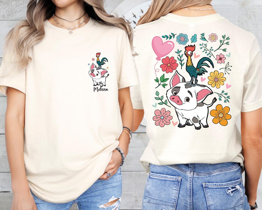 Custom Moana T-shirt, Hei Hei and Pua Shirt, Floral Moana Sweatshirt ...