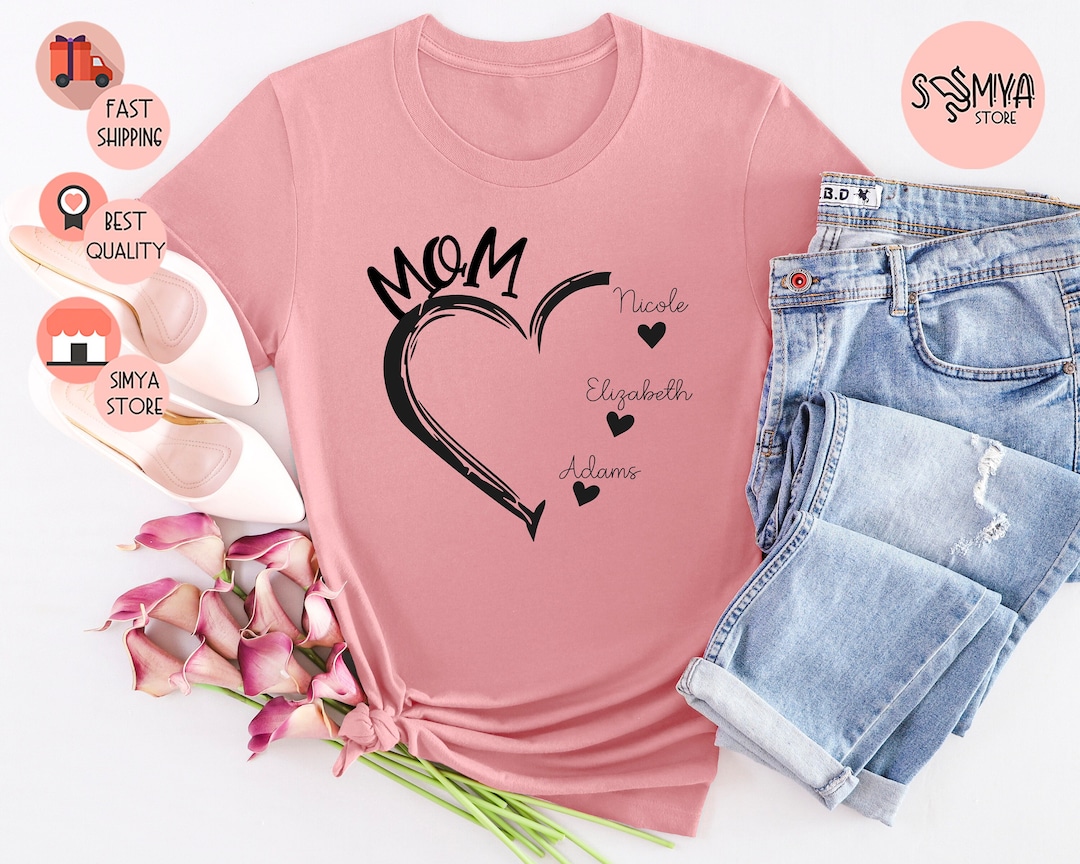Personalized Mom Shirt Custom Mom Shirt Kids Names Mom - Etsy