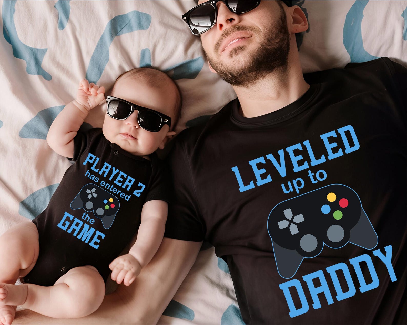 Matching Dad and Son Shirt, Gamer Dad T-shirt, Leveled up to Daddy ...