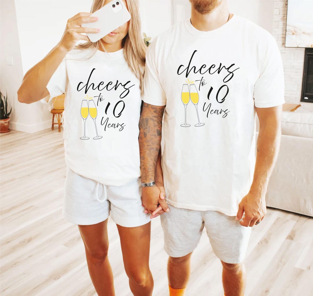 Cheers to 10 Years Shirt, 10th Wedding Anniversary Shirt, Husband and ...