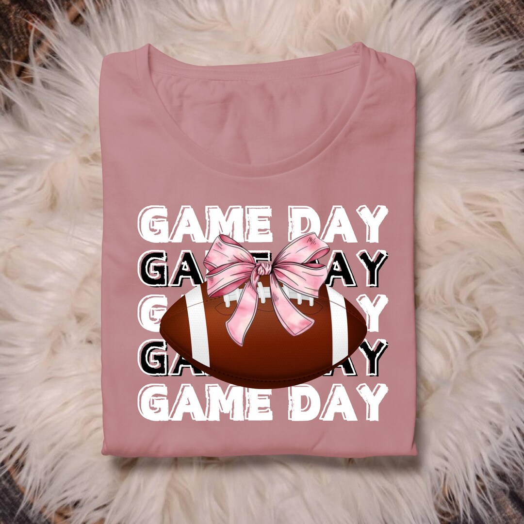 Football Game Day Pink Bow Svg, Football Season Svg, Bow Svg, Vintage ...
