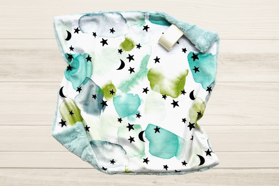Stars and Moons Lovey Baby Blanket Watercolor Security Blanket Cozy ...