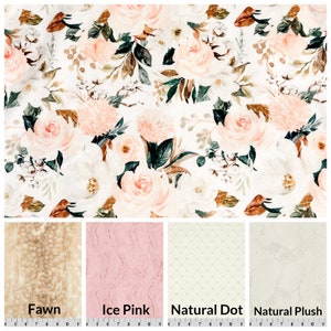 Personalized Vintage Magnolia Floral Lovey Blanket Cozy Minky and Faux ...