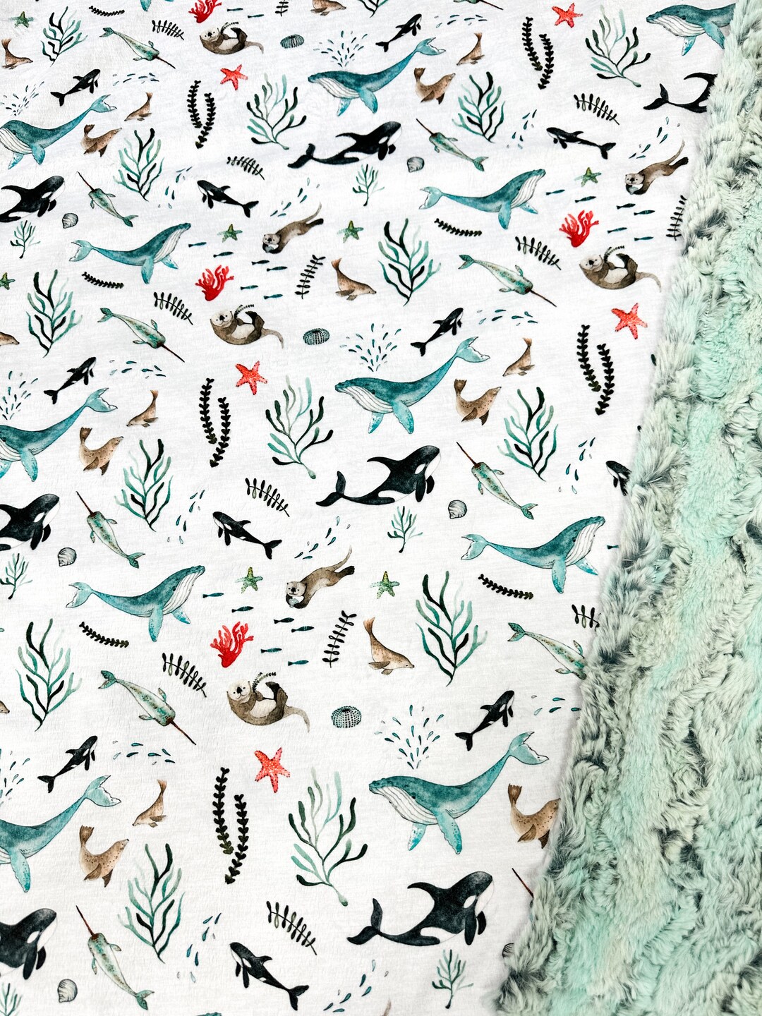 Ocean Baby Blanket | Pacific Ocean Lovey | Sea Life Baby Blanket ...