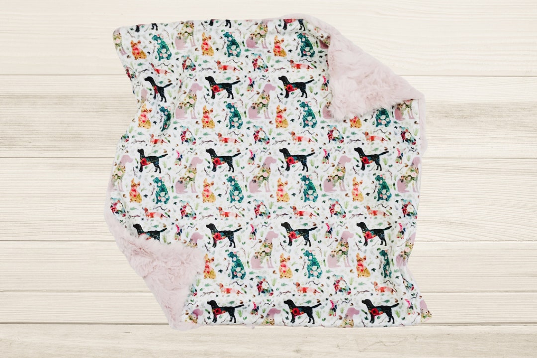 Dogs With Floral Minky Lovey Dog Breeds Lovey Puppy Security Blanket ...