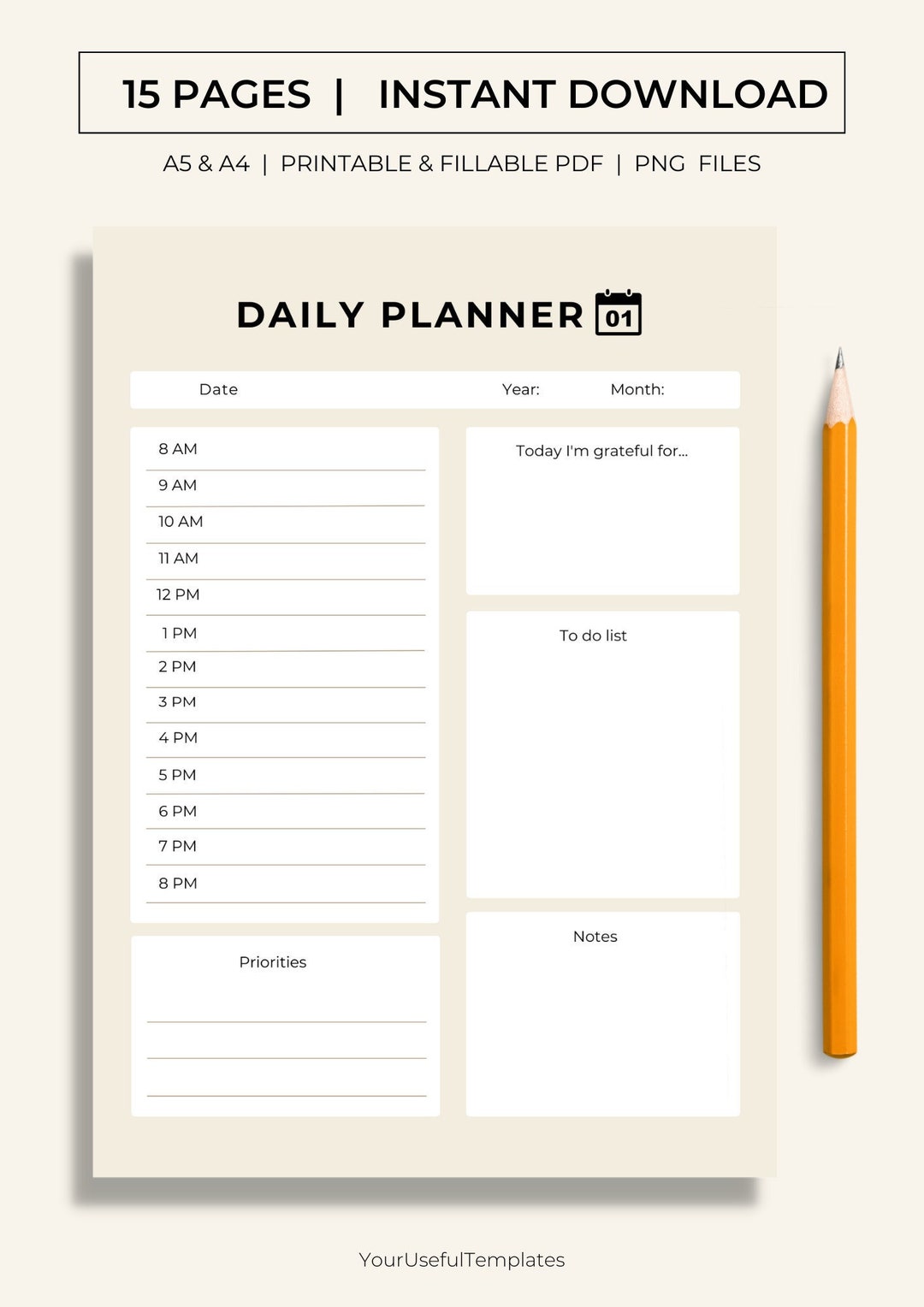 Set of 15 Digital Printable Planners PDF PNG A4 & A5 Printable and ...