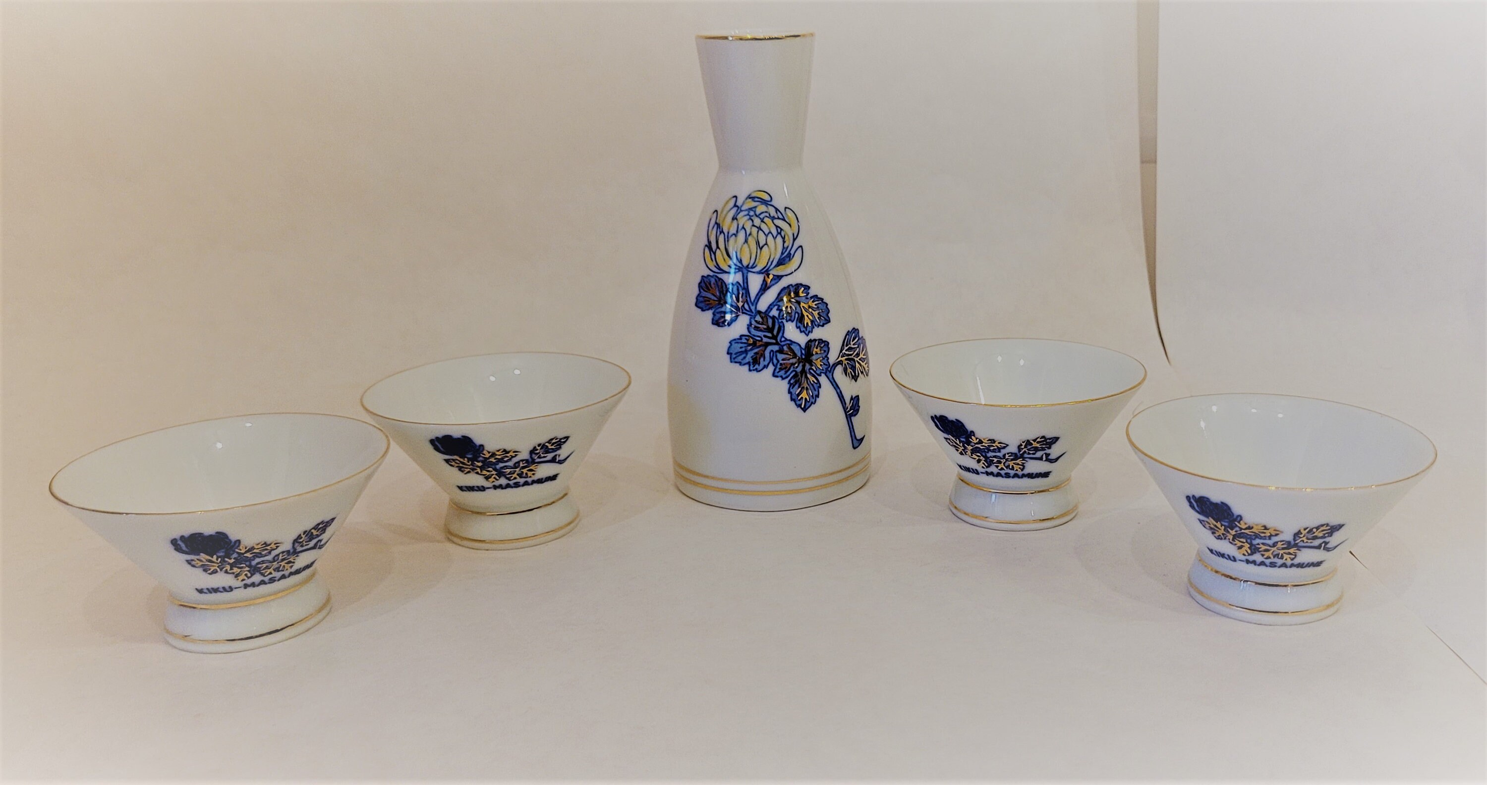 Vintage Sake Set With Blue Flowers - Etsy