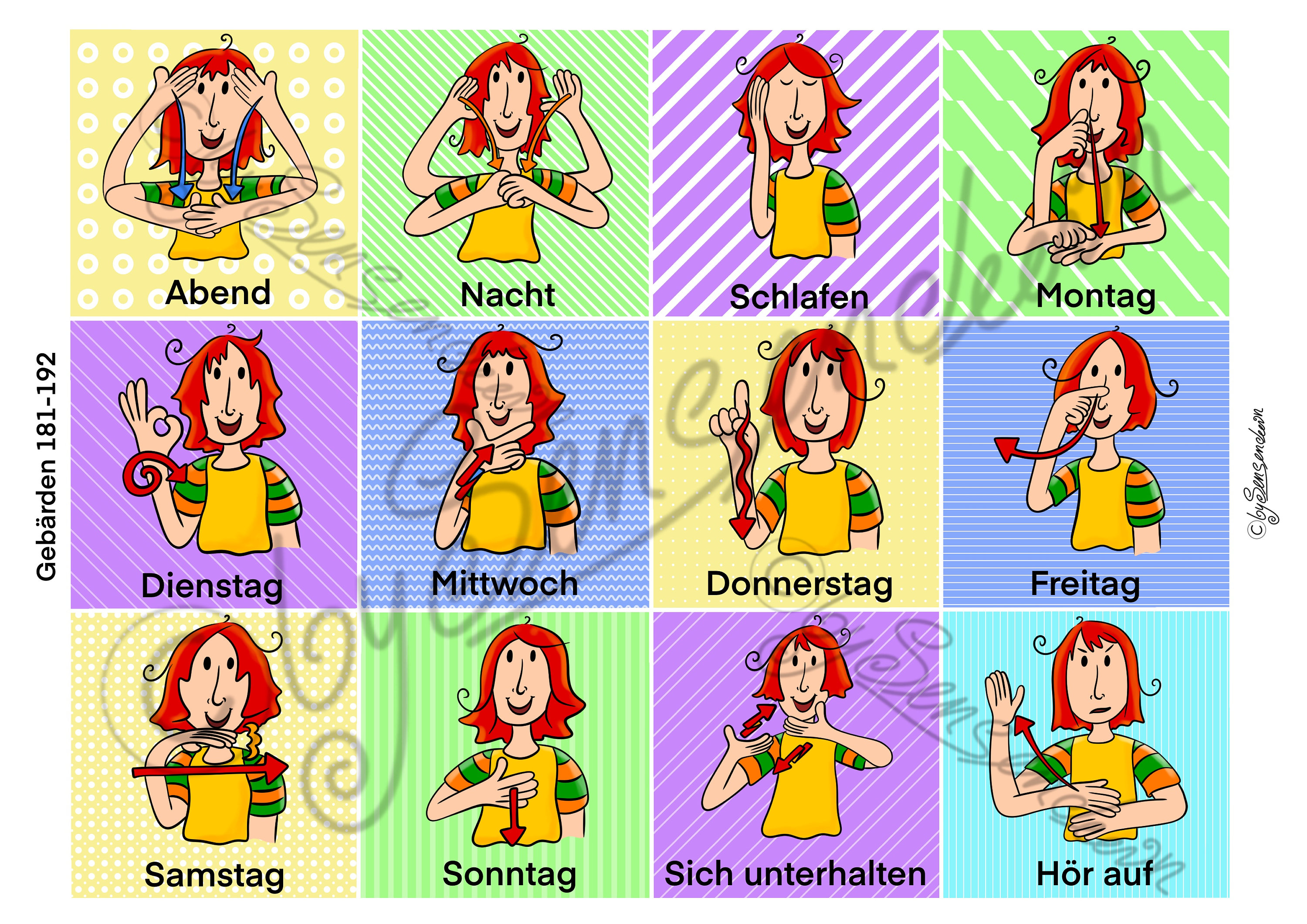 Sign Language Learning Cards With 72 Vocabulary Set 3 145-216 to Print ...