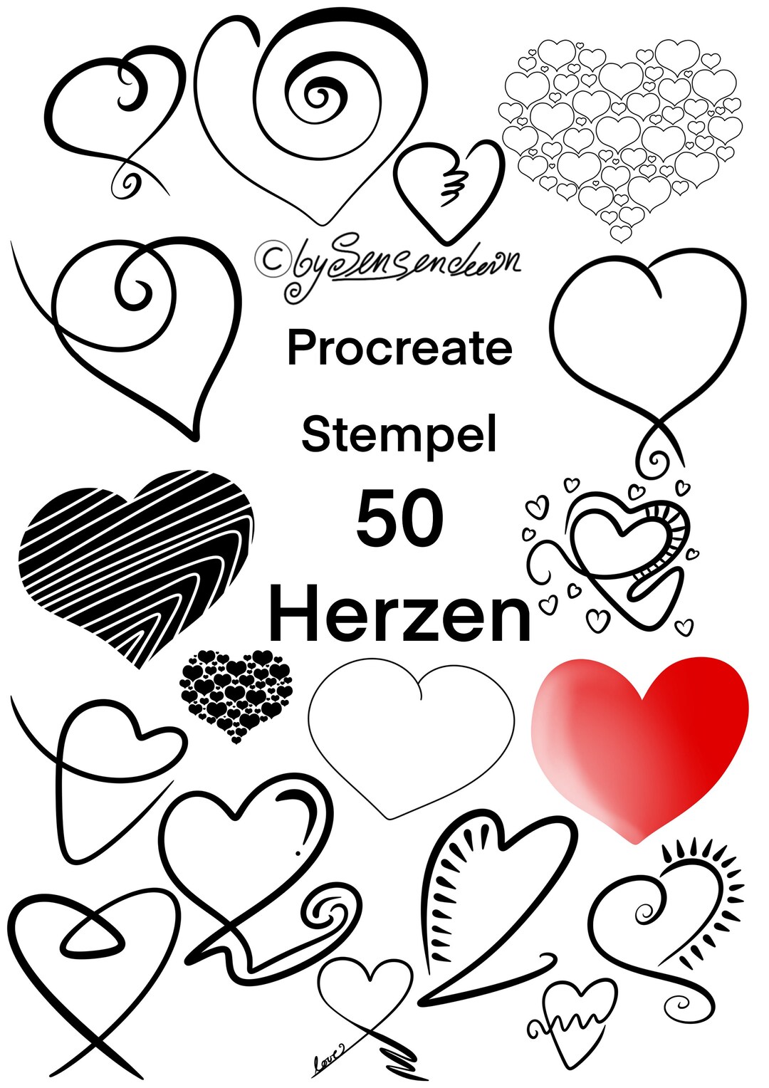Procreate / Heart Bundle / 50 Hearts / Brushes / Stamps / - Etsy