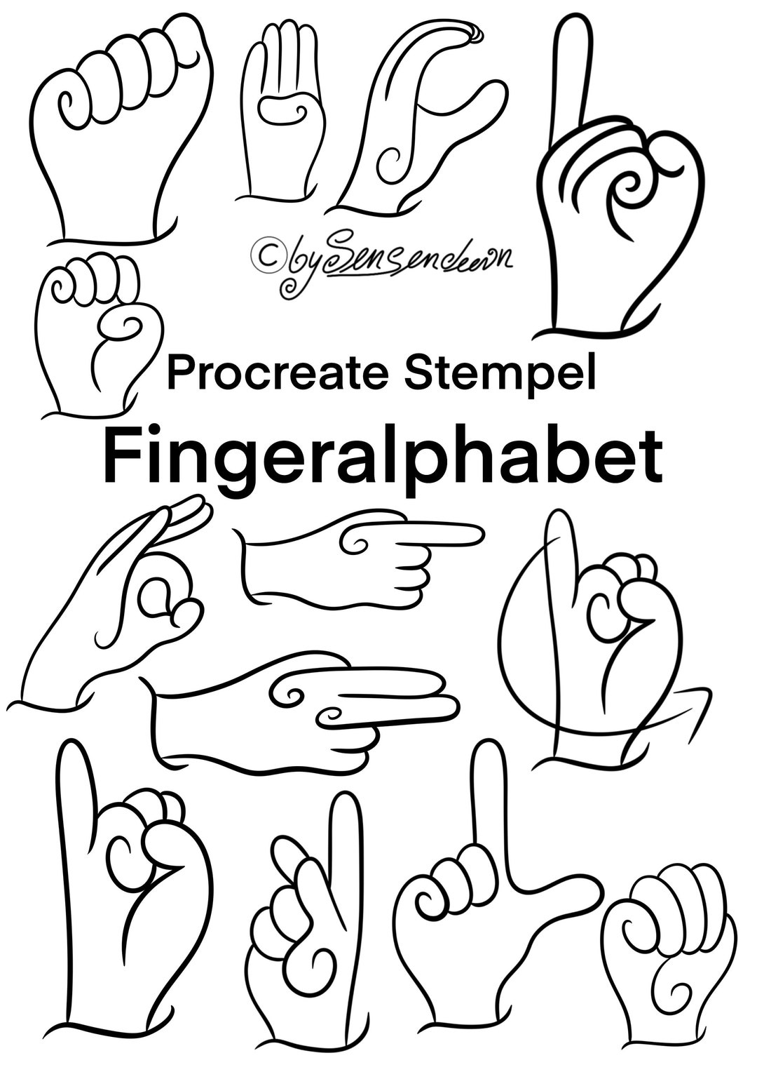 Procreate Stamps / Finger Alphabet / A-Z / Brushset / Procreate Stamp ...