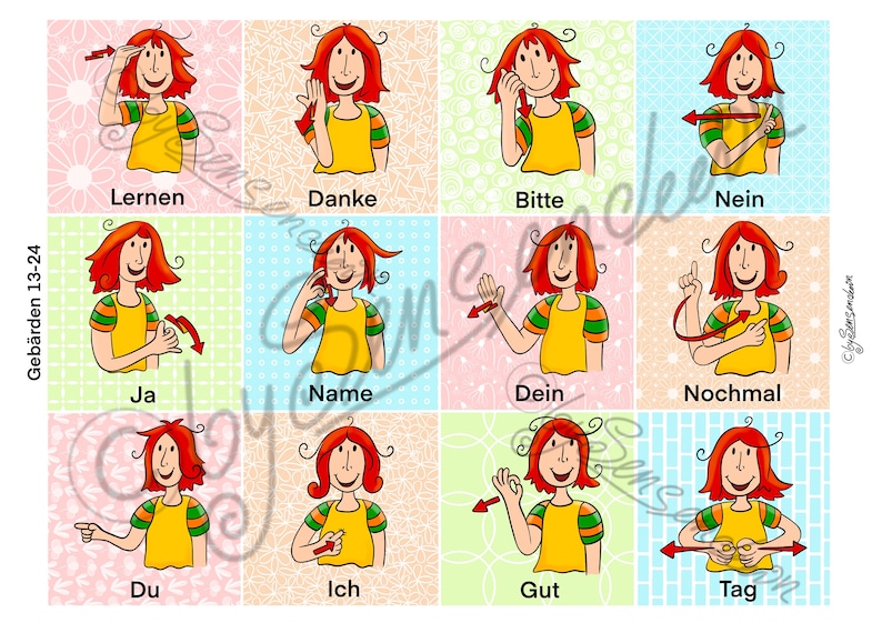 Sign Language 72 Flashcards With Vocabulary Set 1 1-72 to Print Out ...