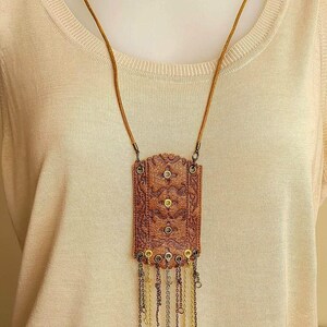 Handmade Bohemian Leather Long Necklace With Colorful Chains - Etsy