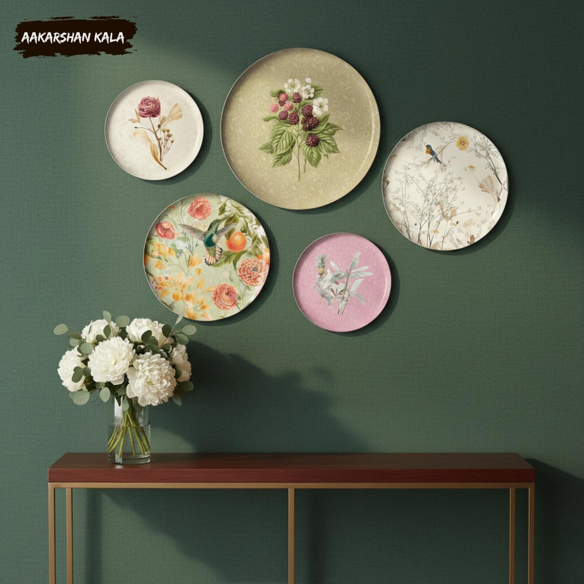 Elegant Botanical Wall Plates Art Set | Home Decor | Botanic Bliss Wall ...