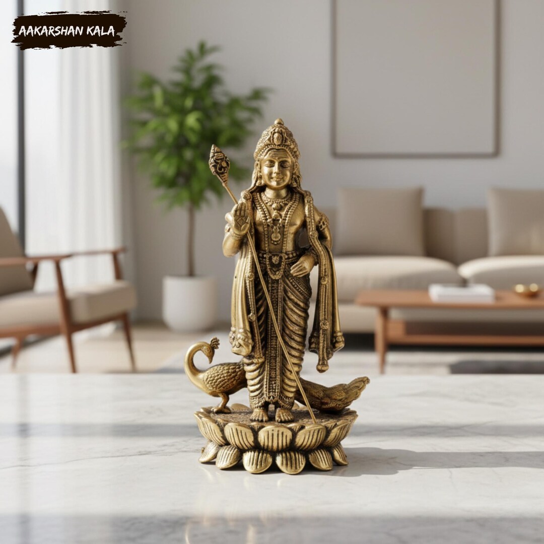 Pure Brass Murugan Idol | Small Lord Murugan Statue for Pooja | 3.5 ...