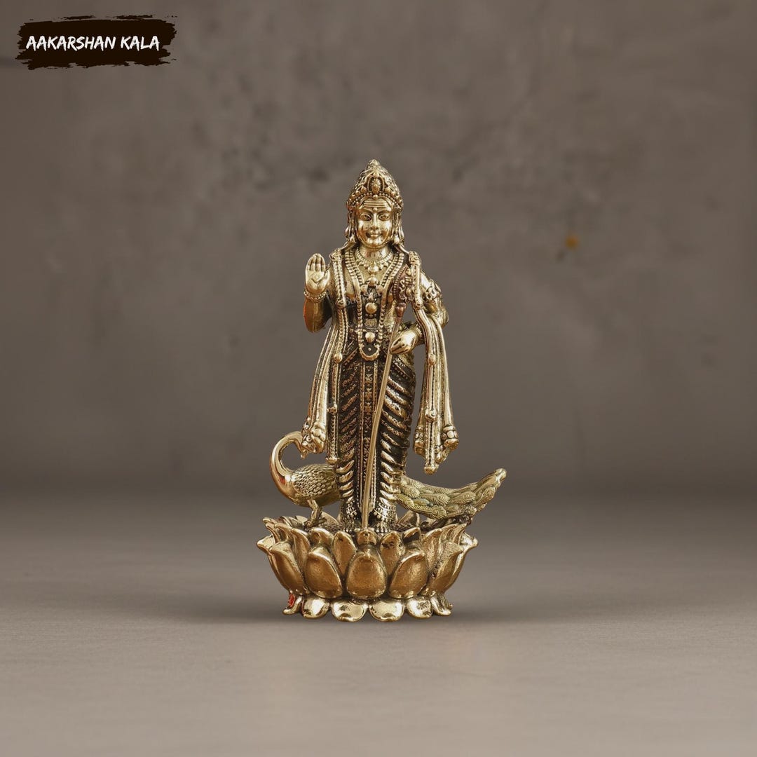 Pure Brass Murugan Idol | Small Lord Murugan Statue for Pooja | 3.5 ...