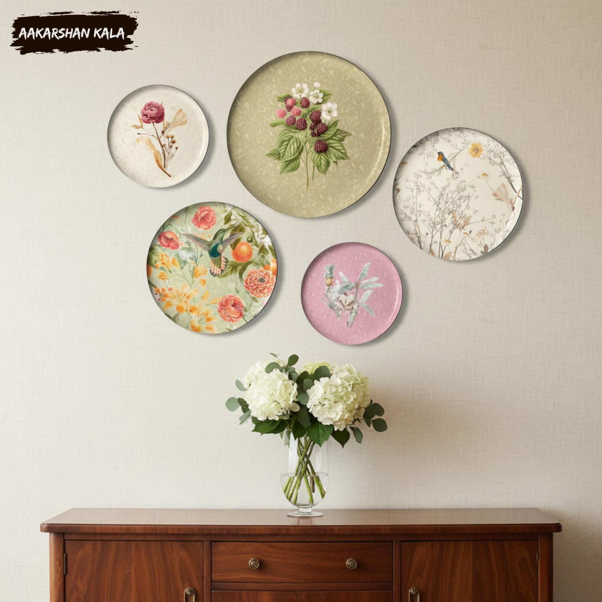 Elegant Botanical Wall Plates Art Set | Home Decor | Botanic Bliss Wall ...