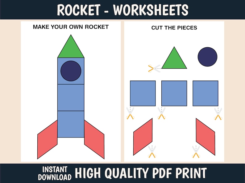 Printable Rocket Spaceship for Kids Craft Activitie for Preschool Fine ...