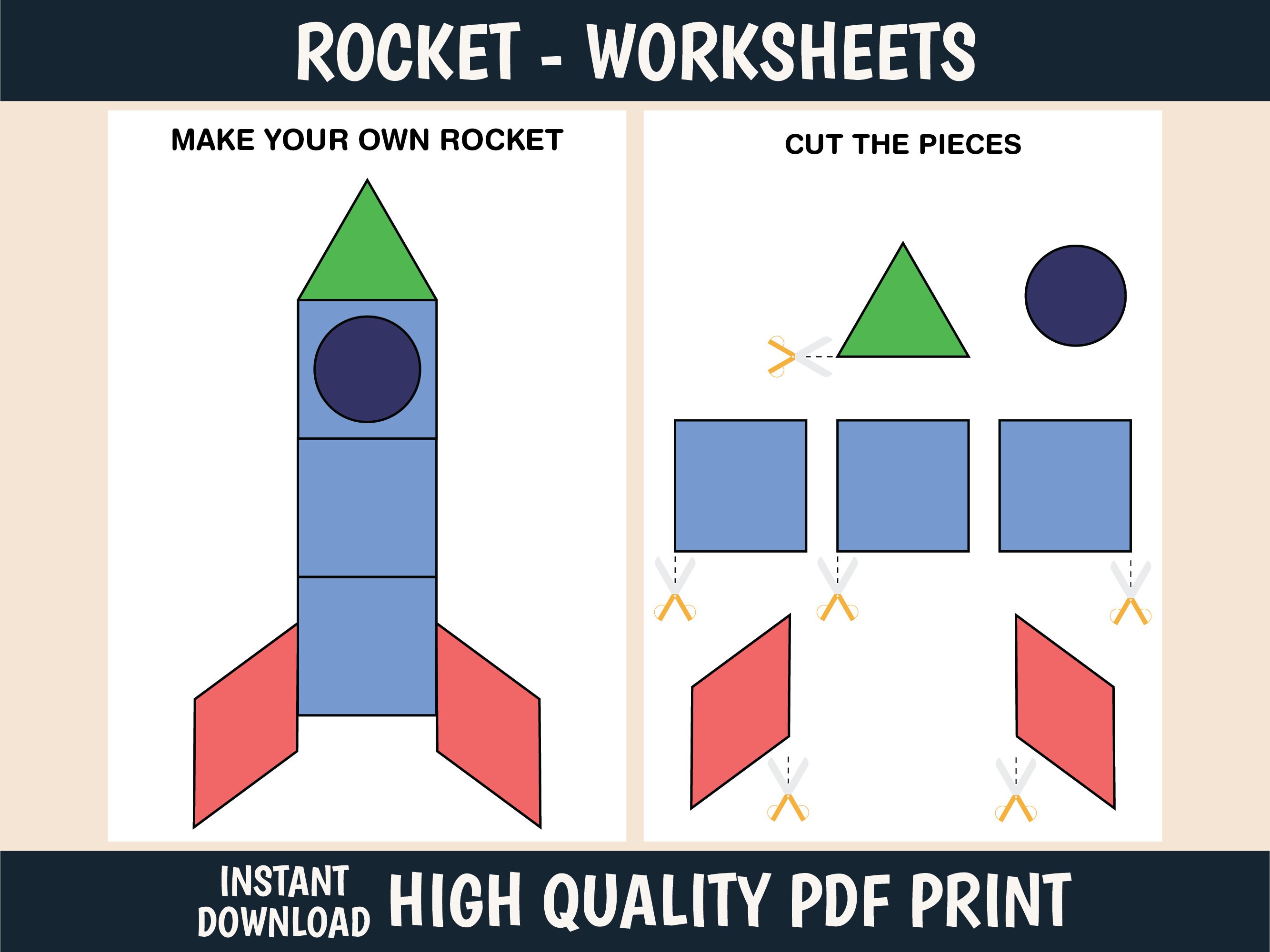 Printable Rocket Spaceship for Kids Craft Activitie for Preschool Fine ...