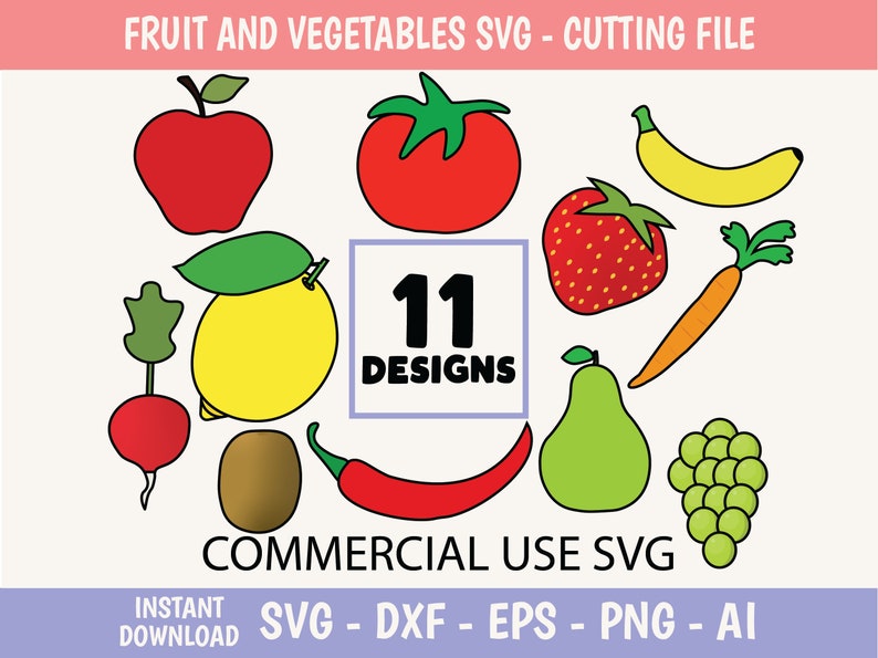 Fruit and Vegetables Bundle Layered SVG Cut File Cricut Designs ...