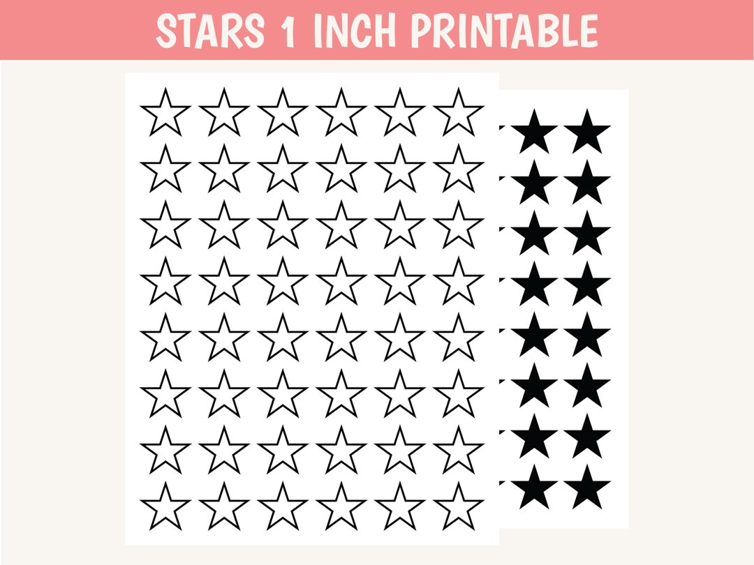 Star Shape Print, 5 Pointed Star, 1 Inch Star SVG Files, Star Cut Files ...