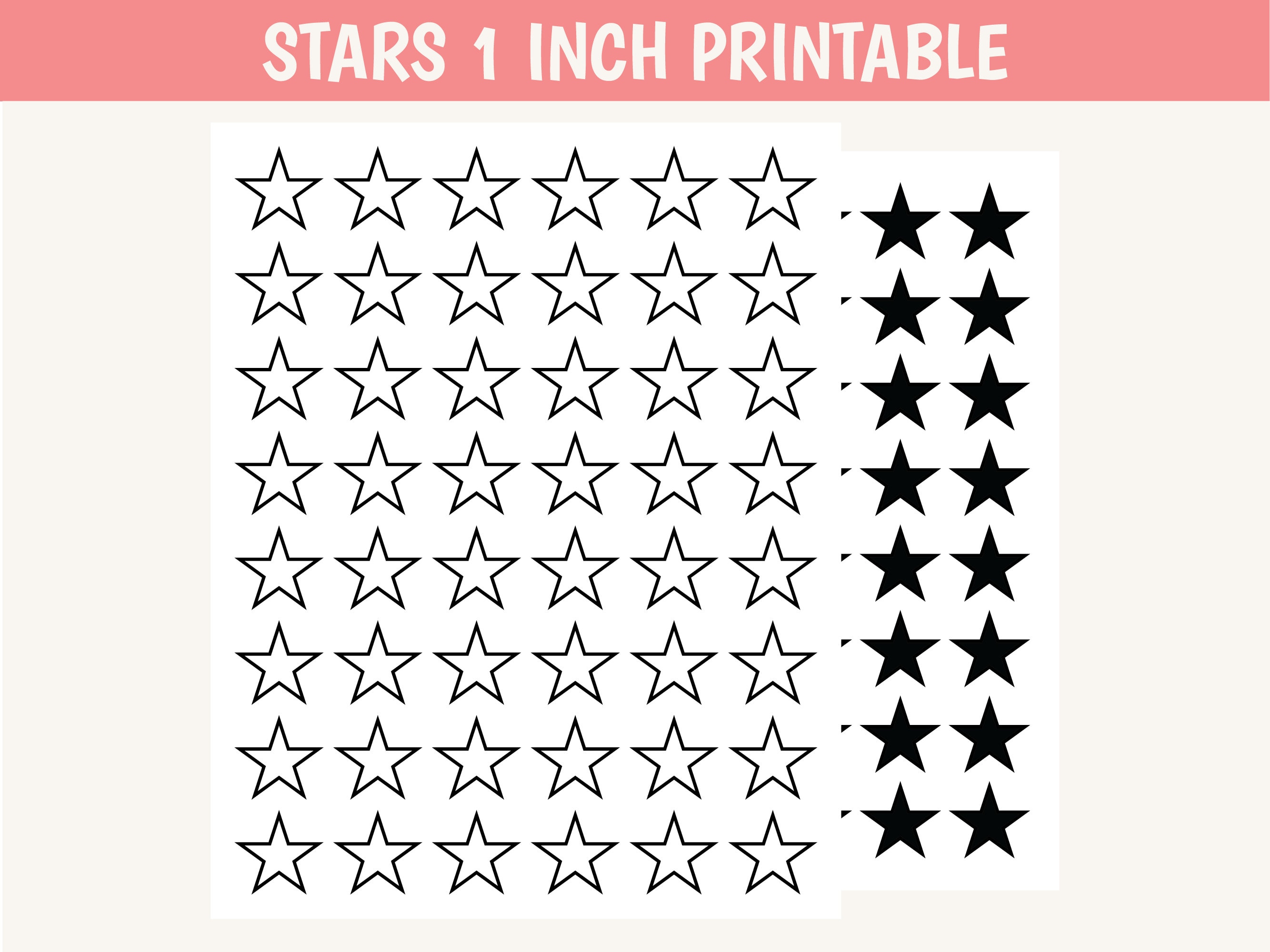 Star Shape Print, 5 Pointed Star, 1 Inch Star SVG Files, Star Cut Files ...