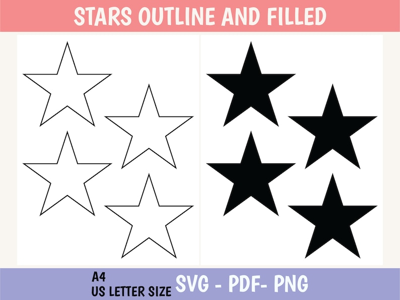 Star Shape Print 5 Pointed Star 4 Inch Star Clip Art SVG Cut Files ...