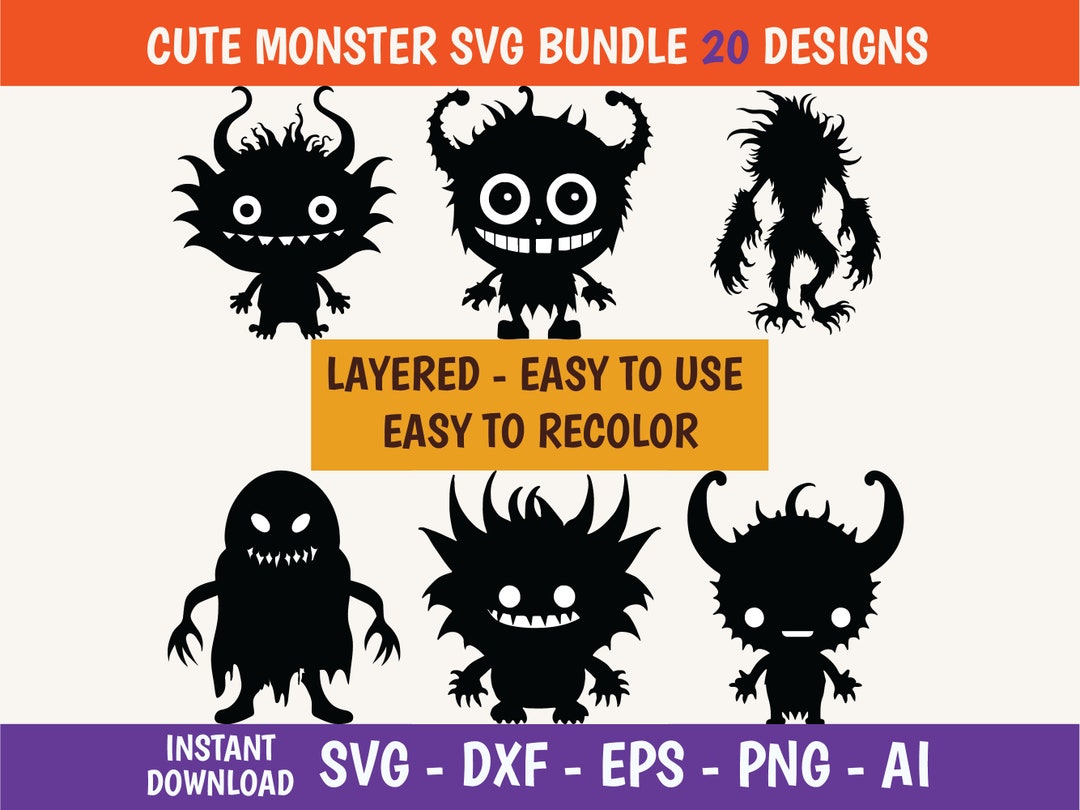 Monster SVG Bundle Cut File Cricut Silhouette Commercial Use Monster ...