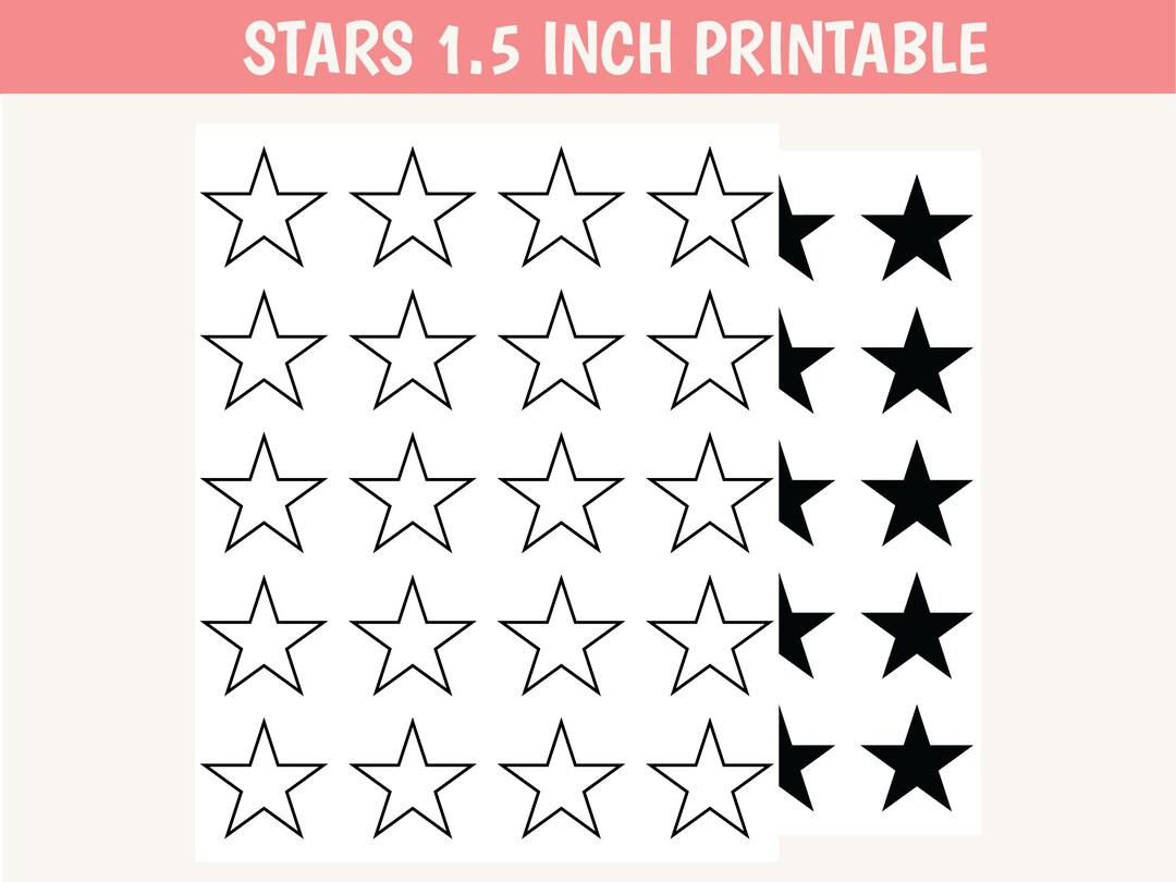Star Shape Print 5 Pointed Star 1.5 Inch Star Clip Art SVG Cut Files ...