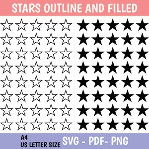 Star Shape Print, 5 Pointed Star, 1 Inch Star SVG Files, Star Cut Files ...