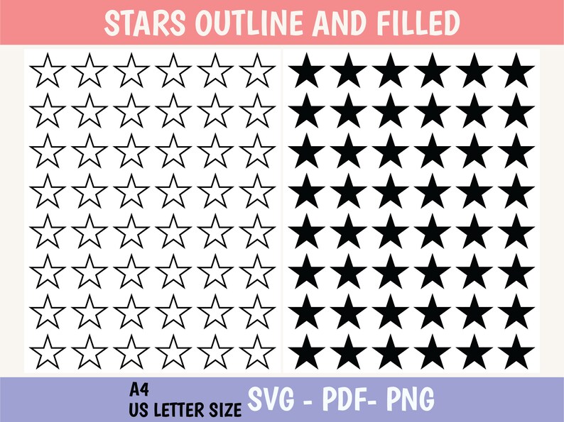 Star Shape Print, 5 Pointed Star, 1 Inch Star SVG Files, Star Cut Files ...