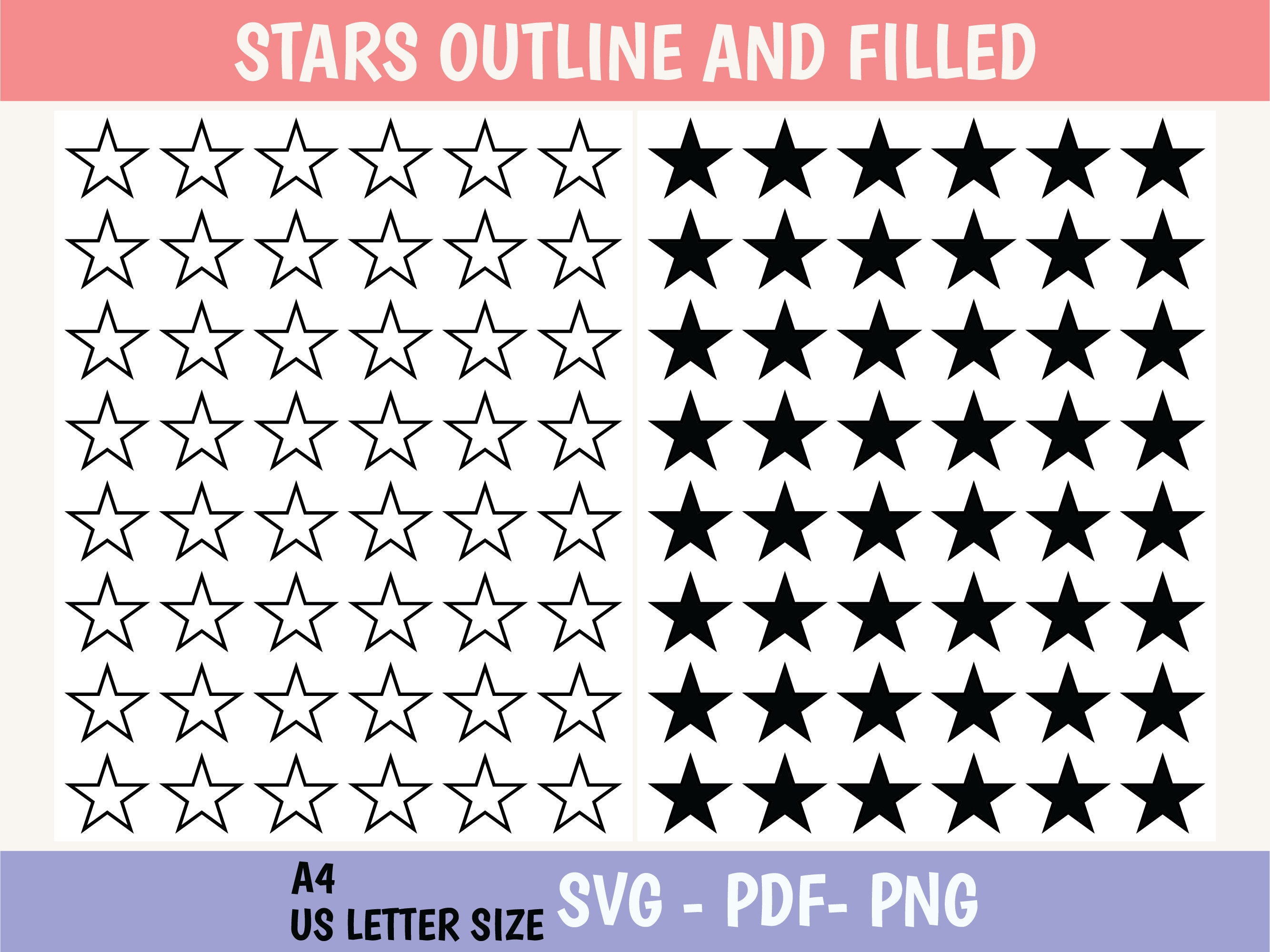 Star Shape Print, 5 Pointed Star, 1 Inch Star SVG Files, Star Cut Files ...