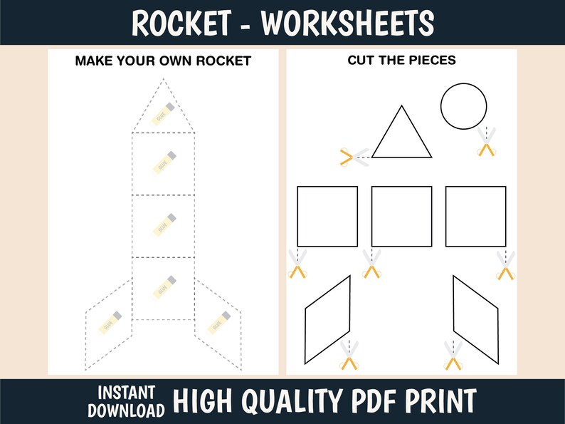 Printable Rocket Spaceship for Kids Craft Activitie for Preschool Fine ...