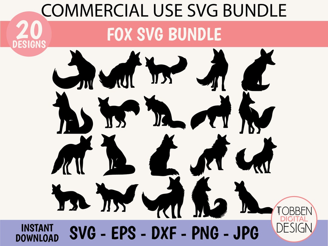 Fox SVG Bundle Cut File Cricut Silhouette Commercial Use Fox - Etsy