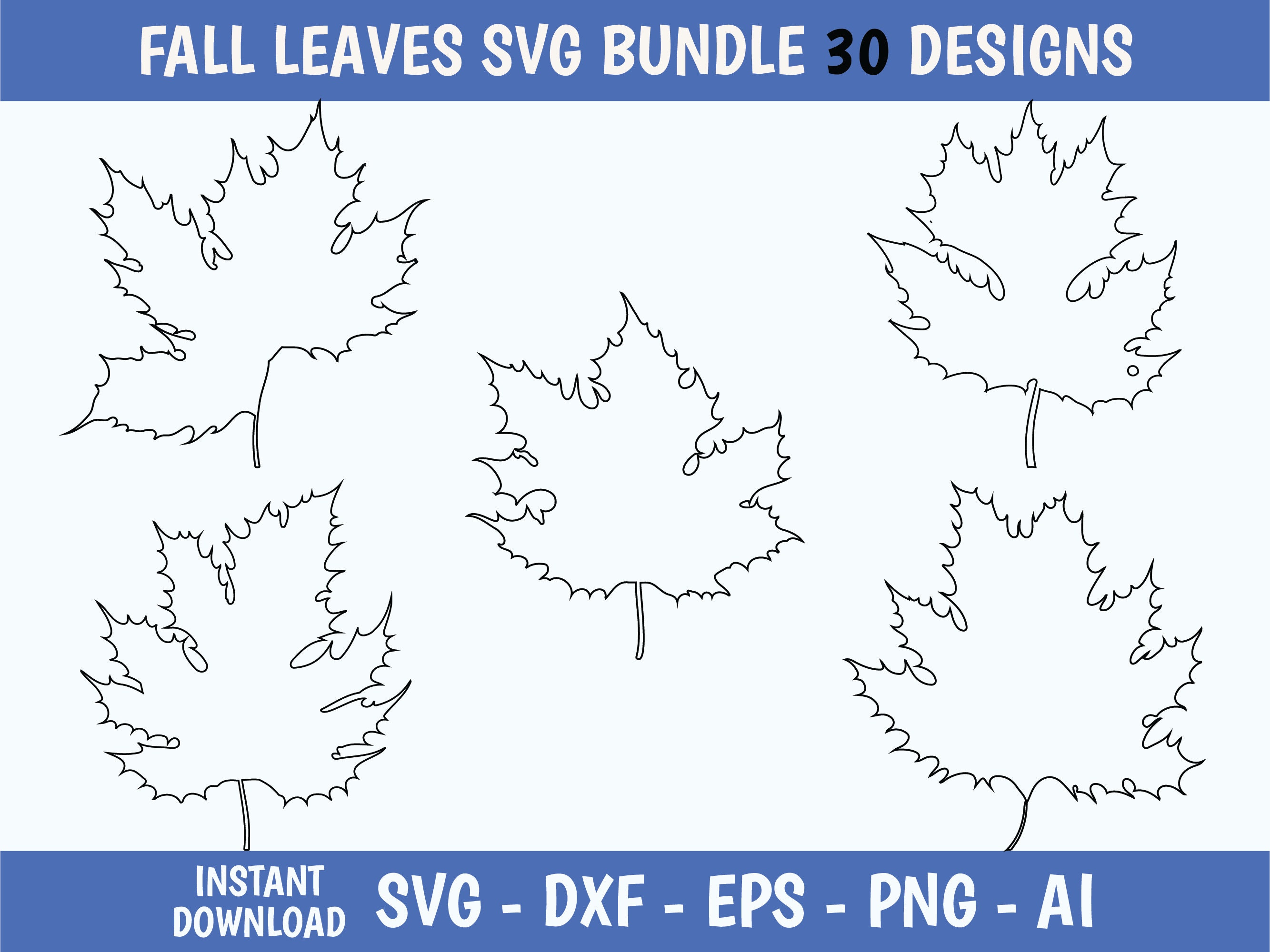 Leaf Svg Outline Bundle Silhouette Leaf Cutting File - Etsy