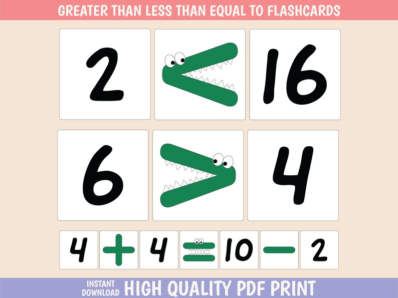 Greater Than Less Than Flashcards Math Worksheets Pintables ...