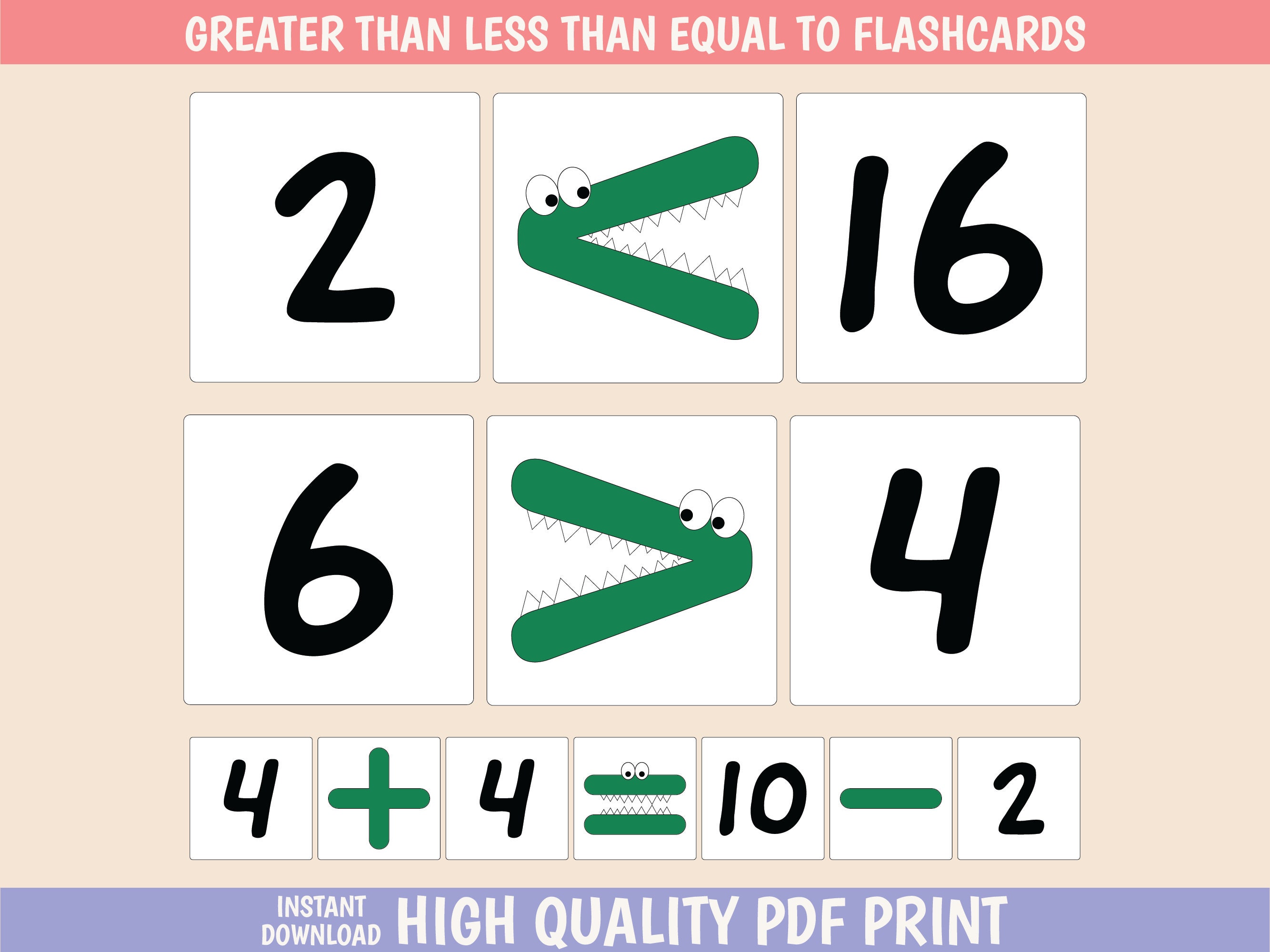Greater Than Less Than Flashcards Math Worksheets Pintables ...