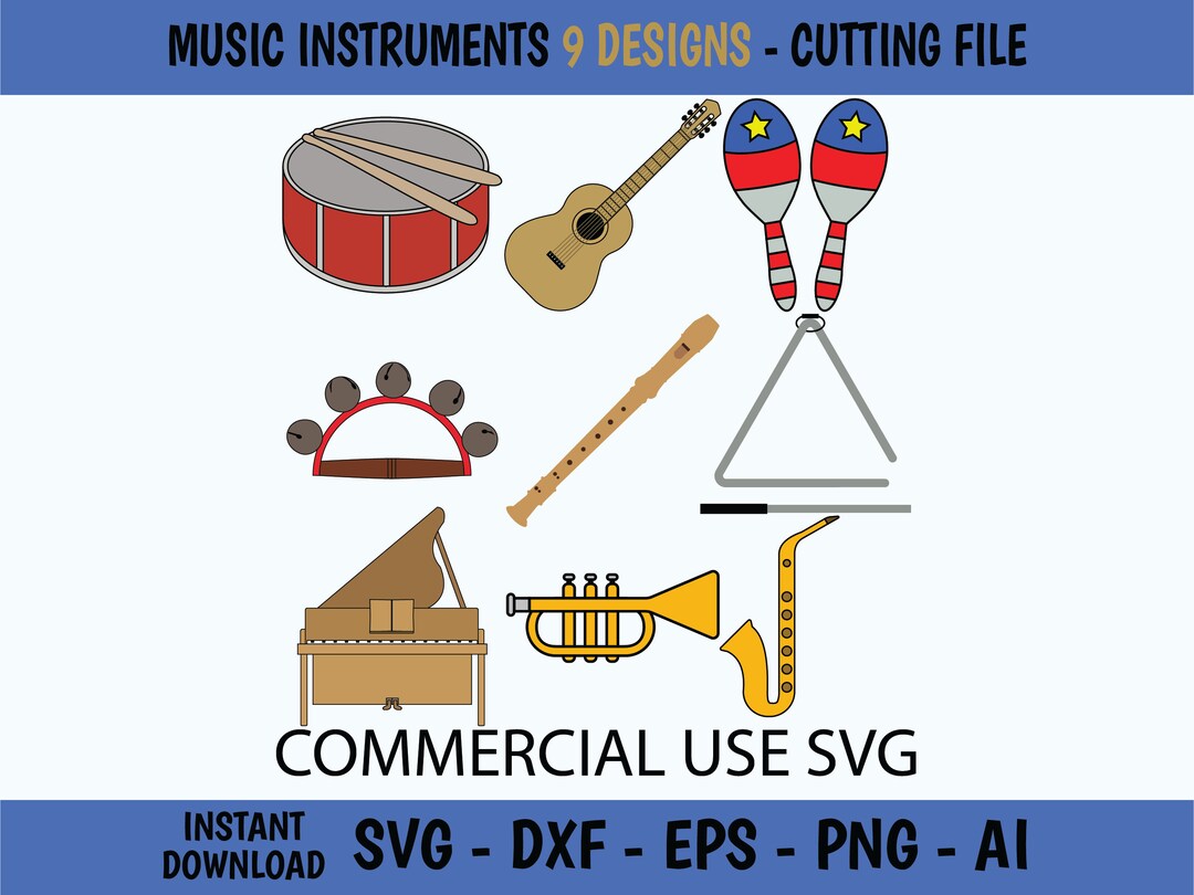 Music Instruments SVG Bundle Cut File Cricut Designs Silhouette, Music ...