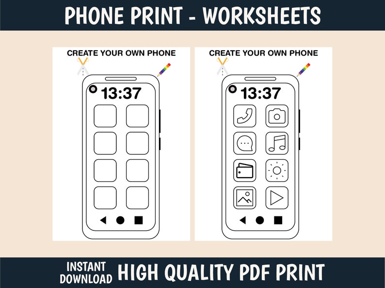 Printable Phone for Kids Craft Activities for Preschool Fine Motor ...