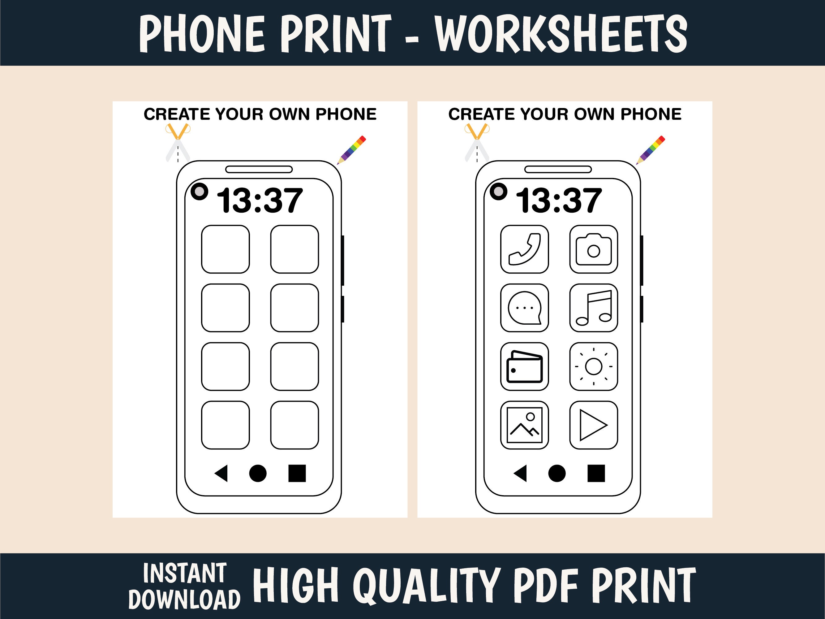 Printable Phone for Kids Craft Activities for Preschool Fine Motor ...