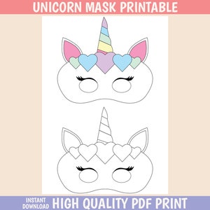 Unicorn Mask Printable Unicorn Costume Rainbow Unicorn Diy Unicorn Mask ...