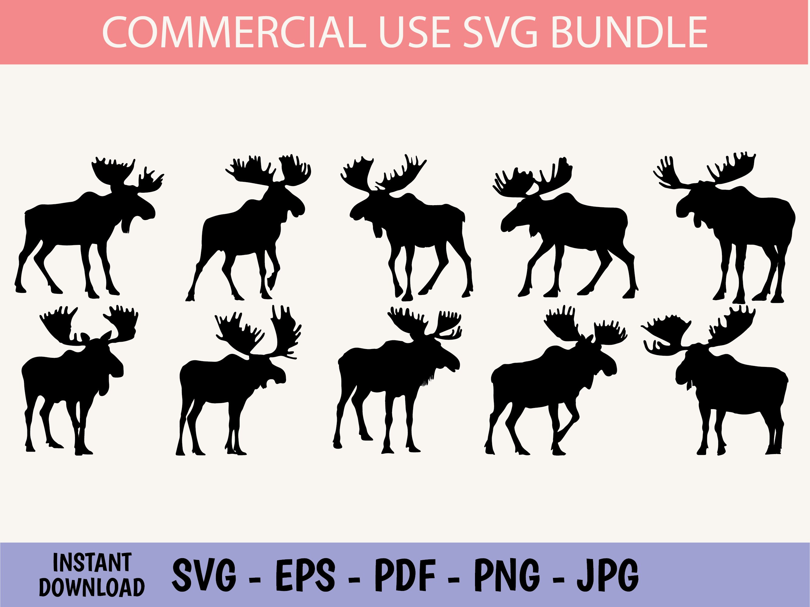 Moose SVG Head Bundle Cut File Cricut Silhouette Commercial - Etsy