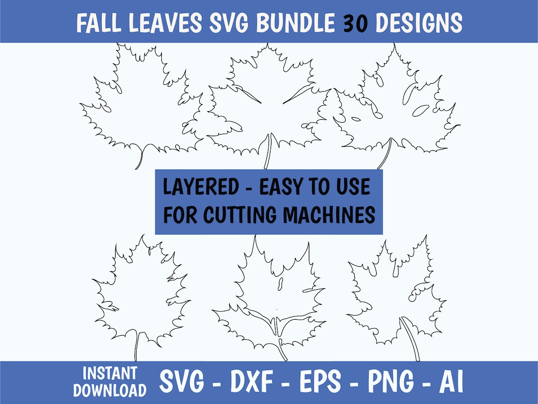 Leaf Svg Outline Bundle Silhouette Leaf Cutting File Silhouette Cricut ...