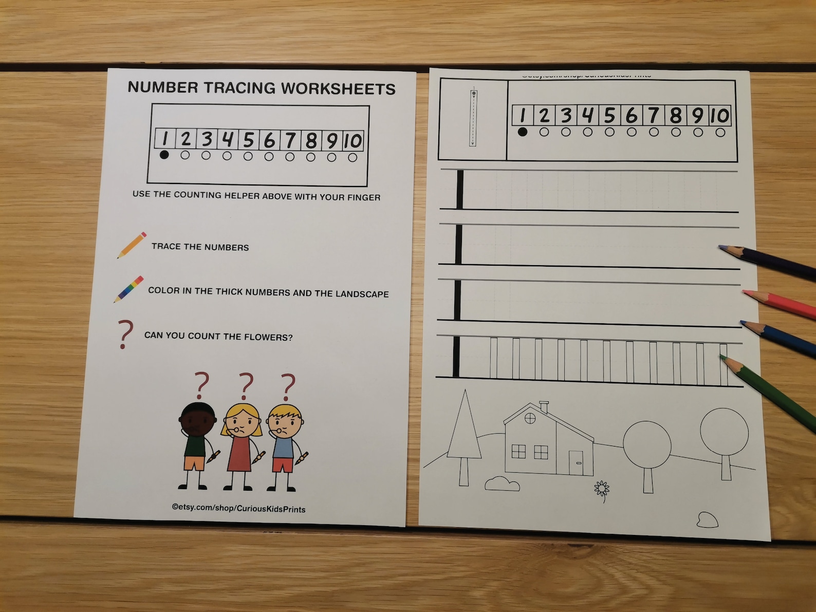 Number Tracing Worksheet Numbers Learning Number 1-10 Kindergarten Math ...