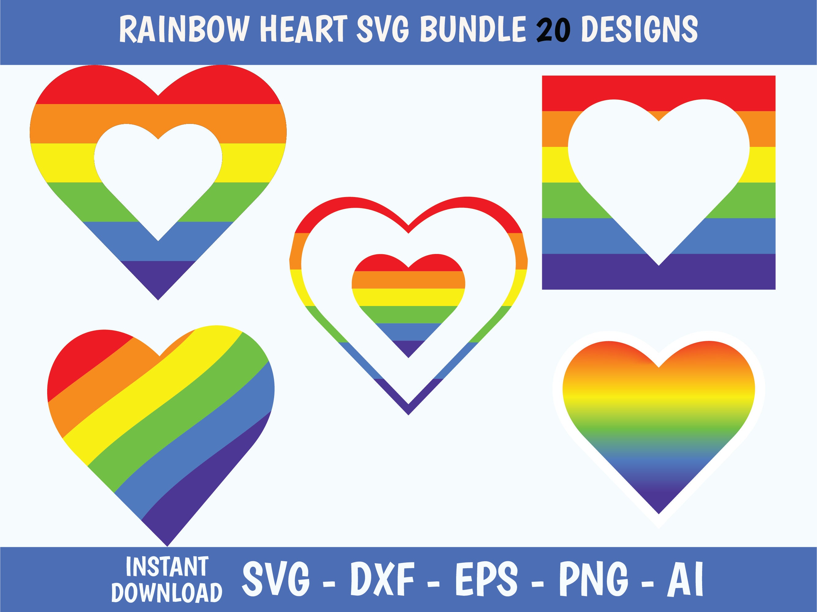 Rainbow Heart SVG Bundle Pride Love Svg Nursery Rainbow - Etsy