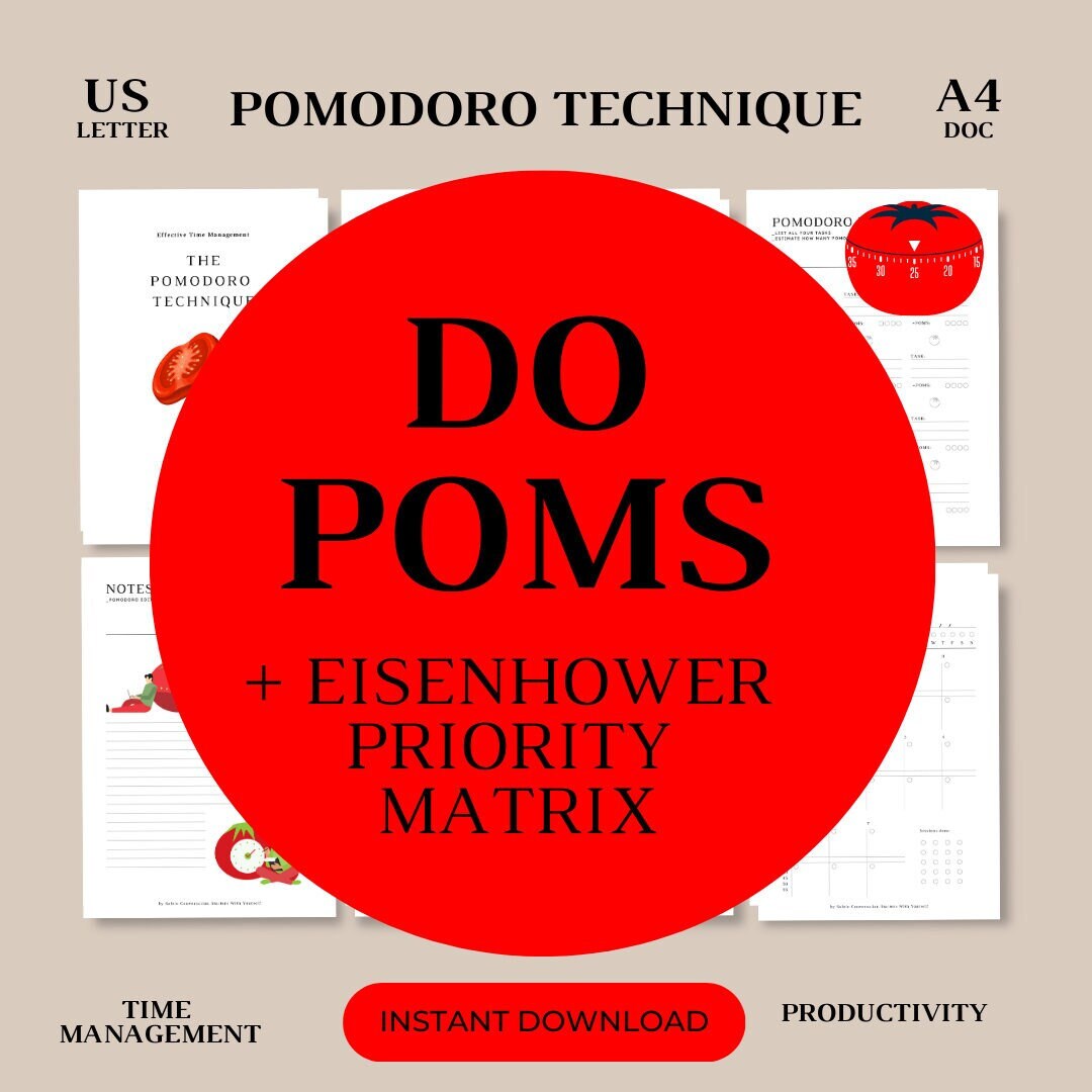 POMODORO Technique Printable Productivity and Goal Setting Planner ...