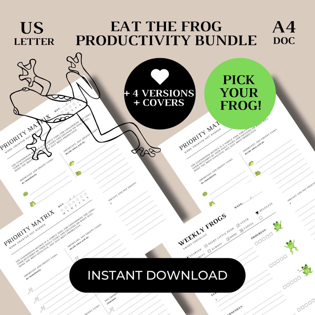 Eat the Frog Productivity Planner – Eisenhower Matrix, SMART Goals ...