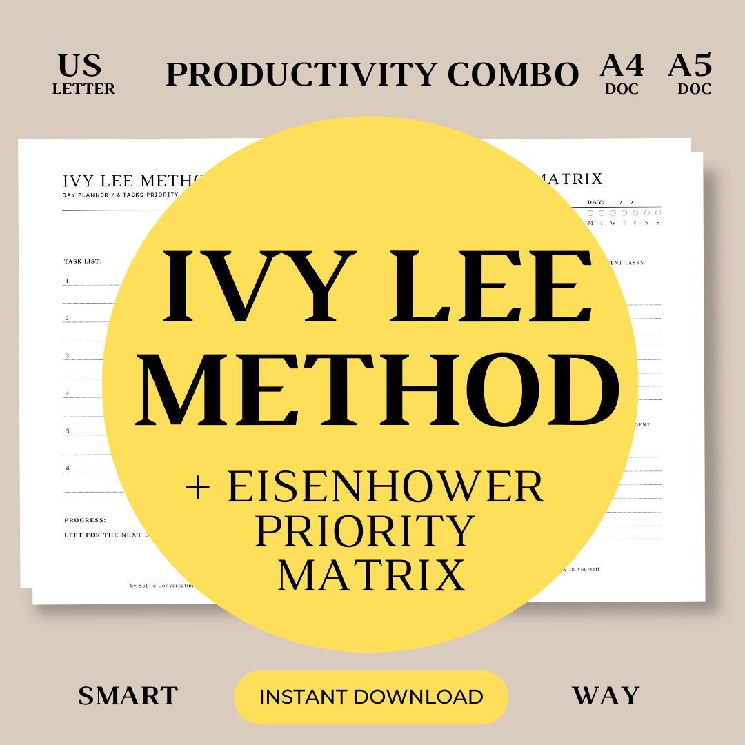 Prime Productivity Combo: Ivy Lee Method, Eisenhower Matrix, Brain Dump, Daily Weekly Planner ...